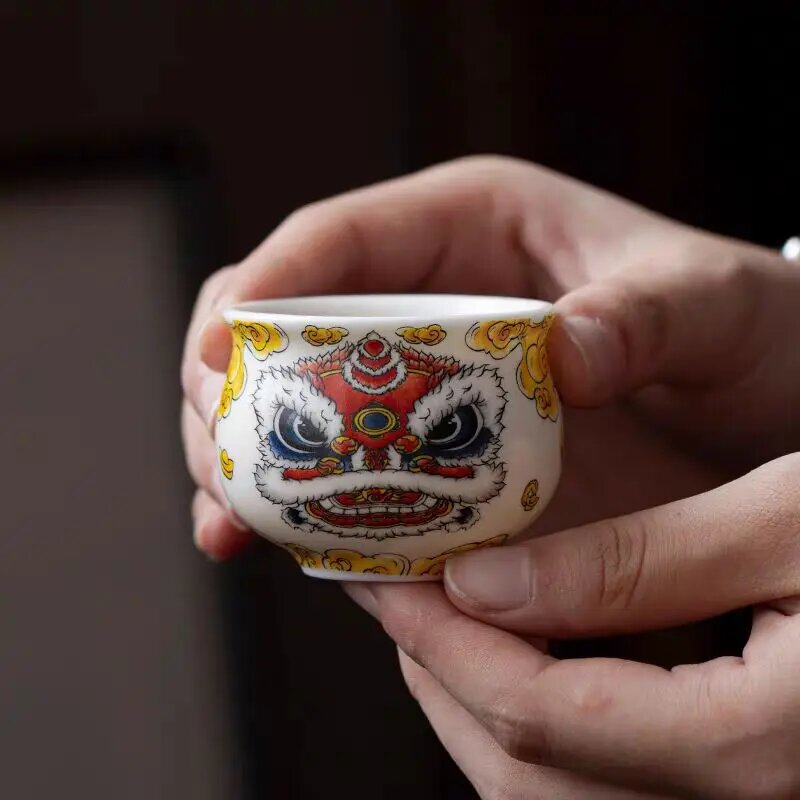 Китайская чашка для танца льва, традиционный керамический чайный сервиз, чашка Gongfu Cha, подарок для любителей чая