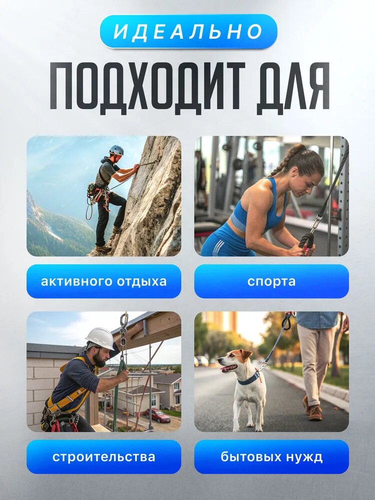 Карабин стальной винтовой многофункциональный 6мм/5 штук.