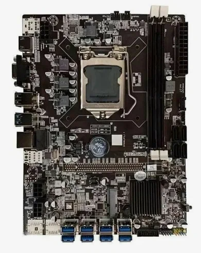 Материнская плата Bingju B75USB BTC 1.2 8P Socket 1155 для майнинга - 8 слотов PCI-E в форм-факторе USB 3, без проца