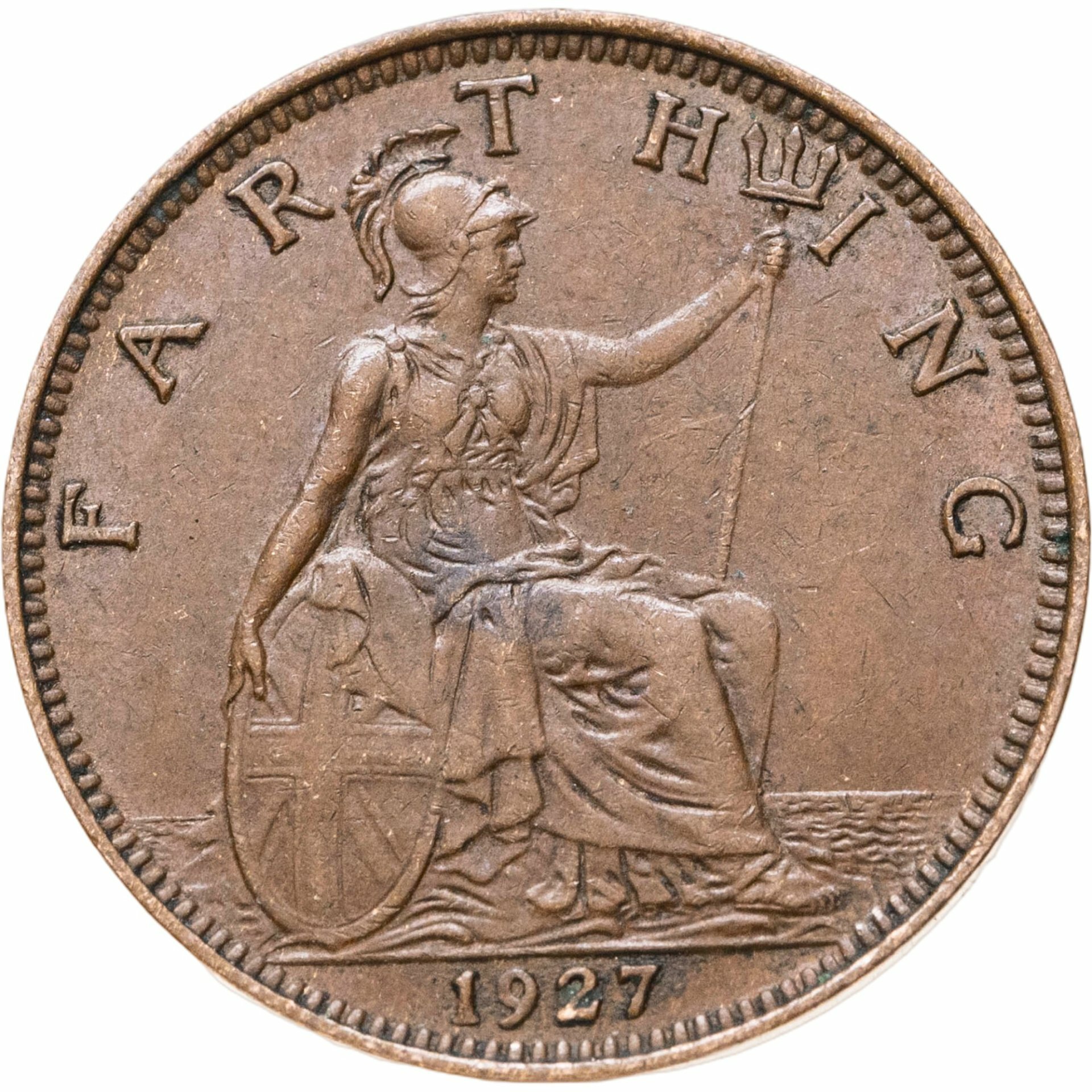 Великобритания 1 фартинг farthing 1927, Бронза, в сохранности XF-AU