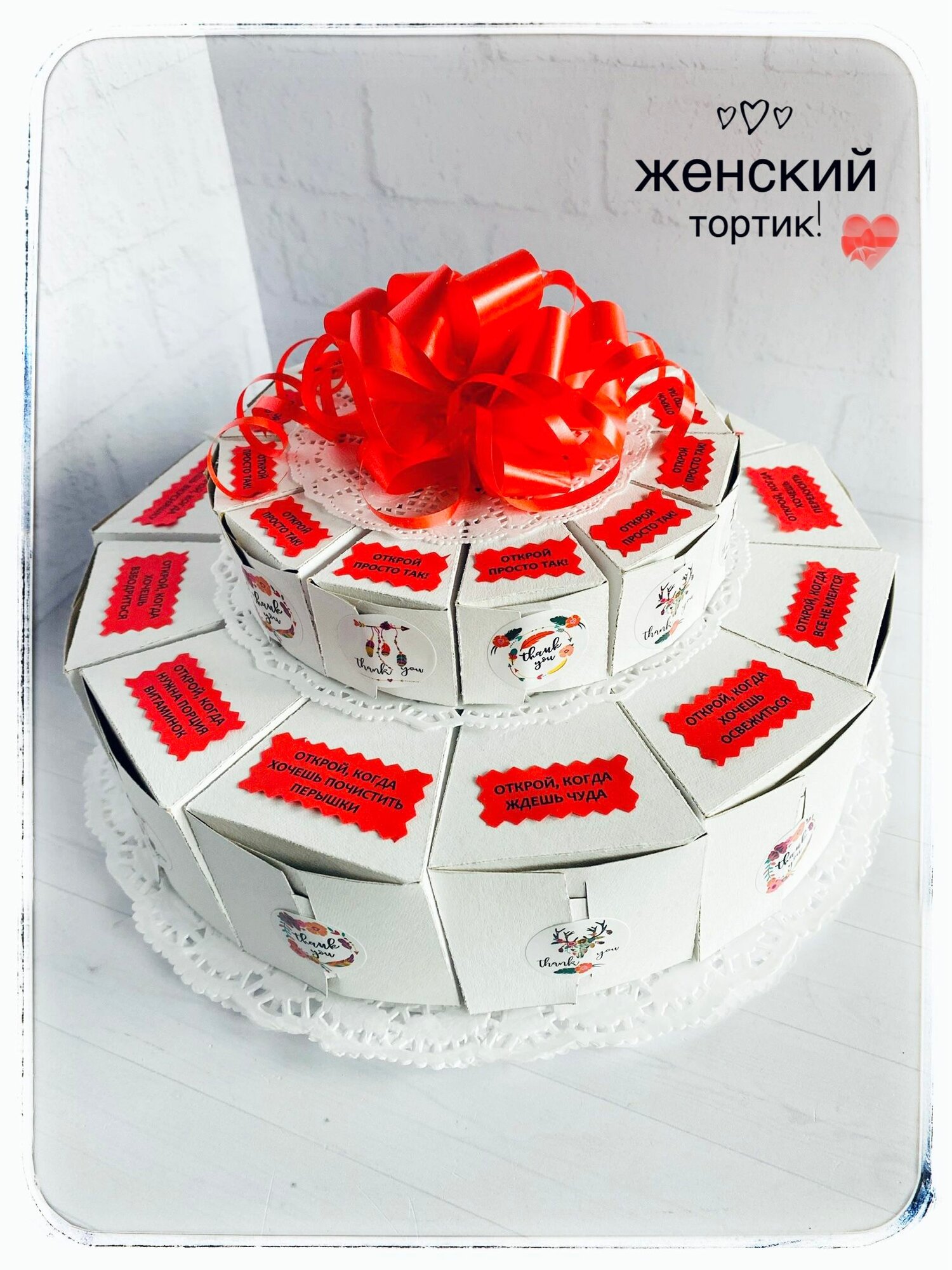 Женский 2-х ярусный тортик "Открой, когда."
