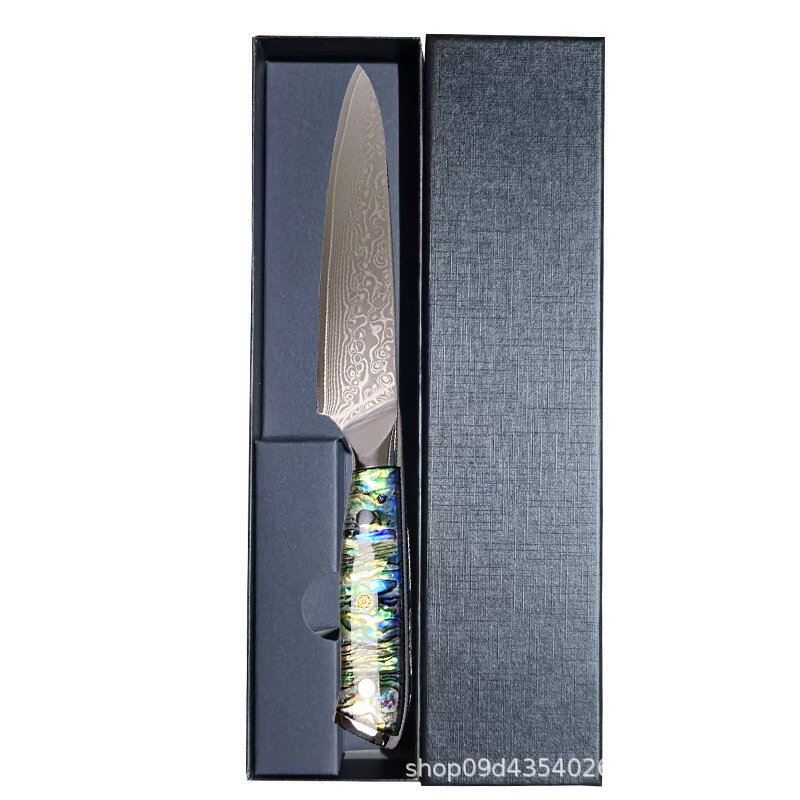 Набор ножей из дамасской стали для домашнего использования, поварской нож, кухонные ножи, не требующие заточки, рукоятка с узором в виде ракушек, острый маленький кухонный нож для экспорта.