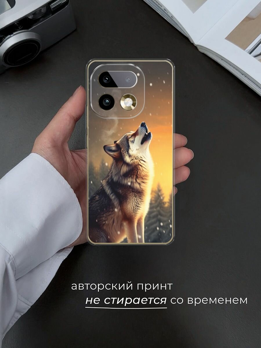 Чехол на Realme 16 Pro+ / Реалме 16 Про+ с принтом Воющий волк — фото 1