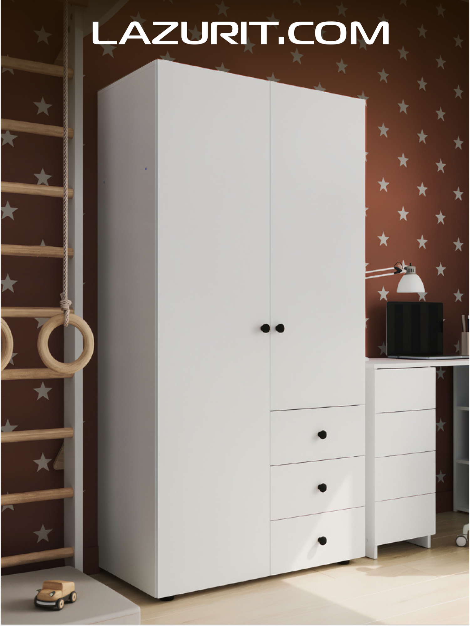 Шкаф для одежды детский Lazurit Эльбрус шкаф распашной в прихожую спальню белый с ящиками 175,7х45,8х89,3 см