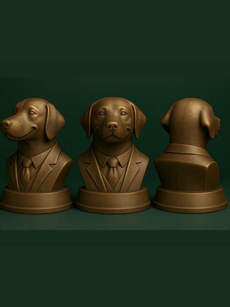 Эксклюзив! Статуэтка собаки - Лабрадор в костюме (8см, коричневый металлик) - Верный друг, подарок, талисман