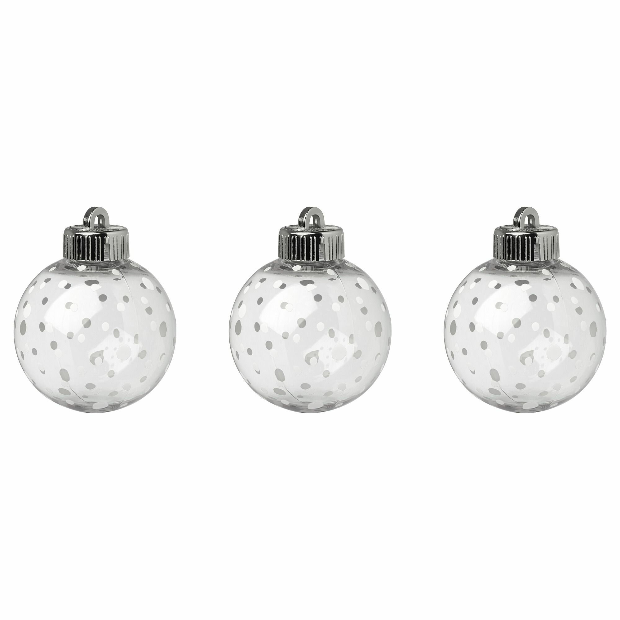 Новогоднее украшение винтерфест икеа (VINTERFEST IKEA), 3 шт, 6.5 см, подвесные украшения, прозрачный, белый