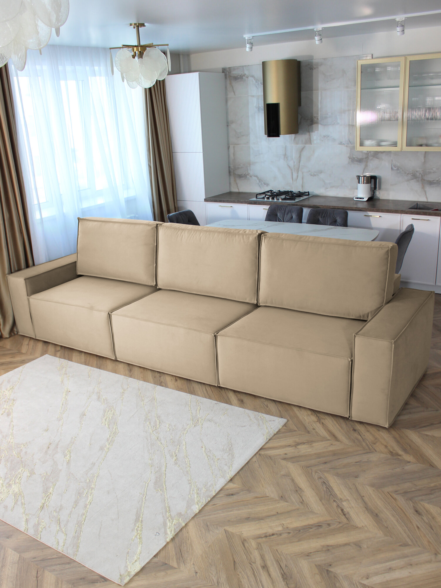 Диван-кровать Forrest Конер бежевый, механизм выкатная Еврокнижка, 350х109х65 см