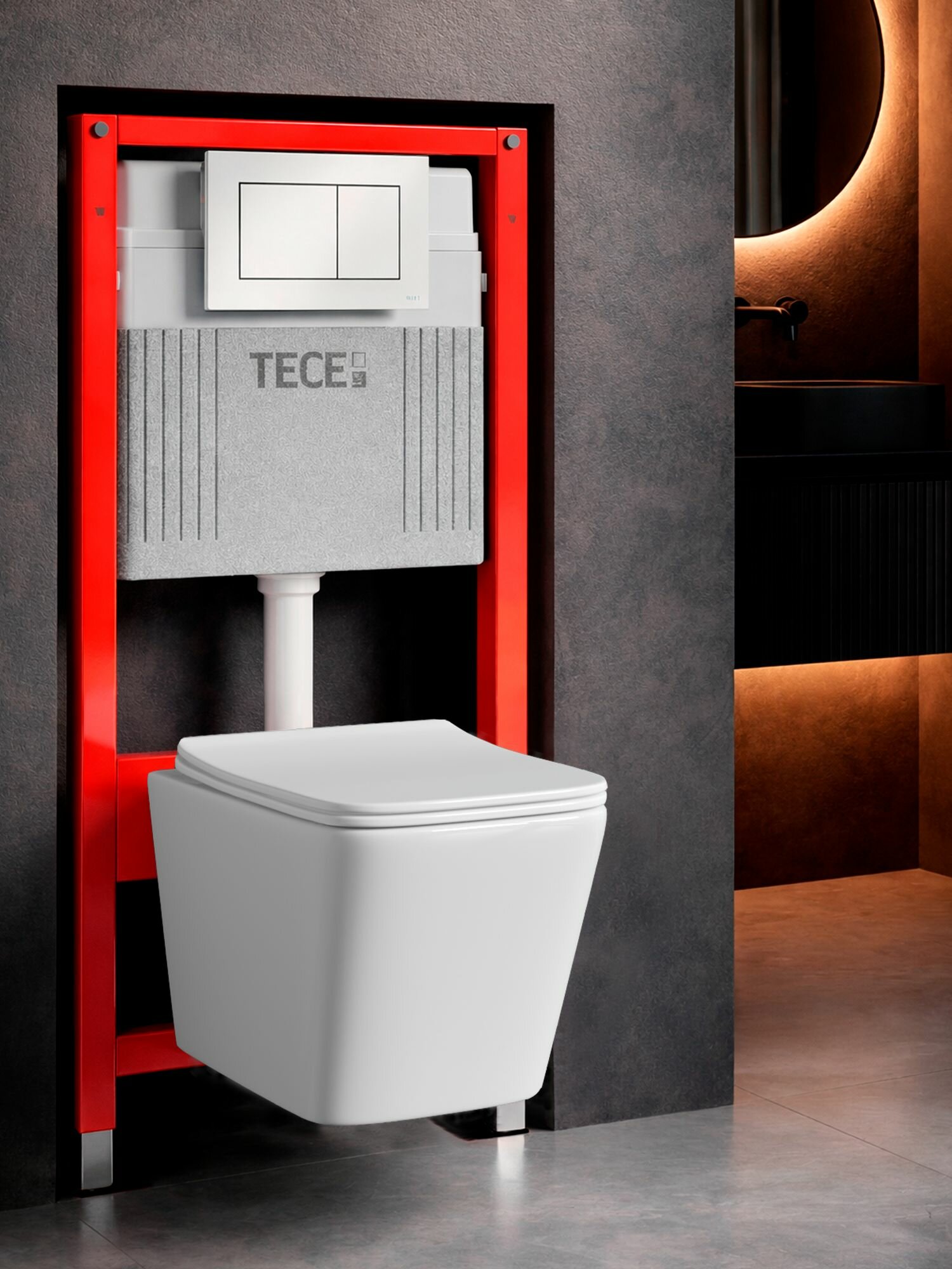 Инсталляция с унитазом комплект: унитаз подвесной Helmken 35120001, безободковый, сиденье с микролифтом из дюропласта, инсталляция TECE, шумоизоляция, кнопка смыва