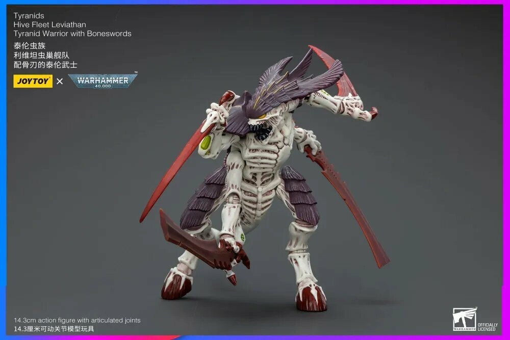 Подвижная фигурка JOYTOY 1/18 Warhammer 40000 Tyranids Hive Fleet Leviathan Tyranid Warrior with Boneswords