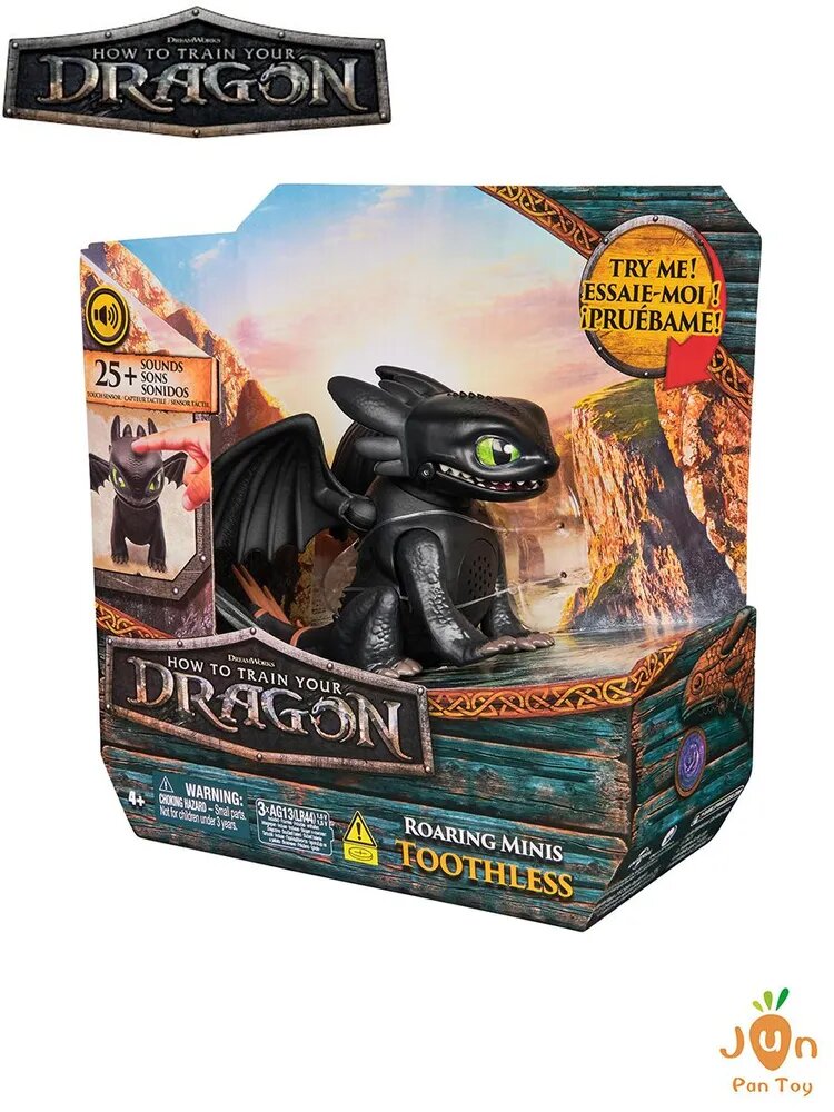 DreamWorks Dragons How To Train Your Dragon Toothless / Как приручить дракона, интерактивная игрушка Беззубик с 25 видами звуковых эффектов, подходящая в качестве подарок на день рождения