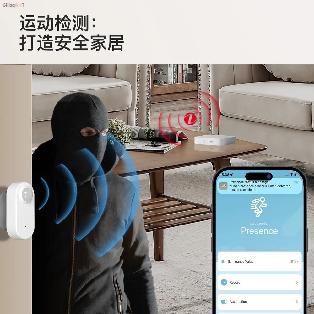 Умный датчик движения Tuya Zigbee 24GHz Миллиметровый радар, ИК-датчик, беспроводной — фото 1