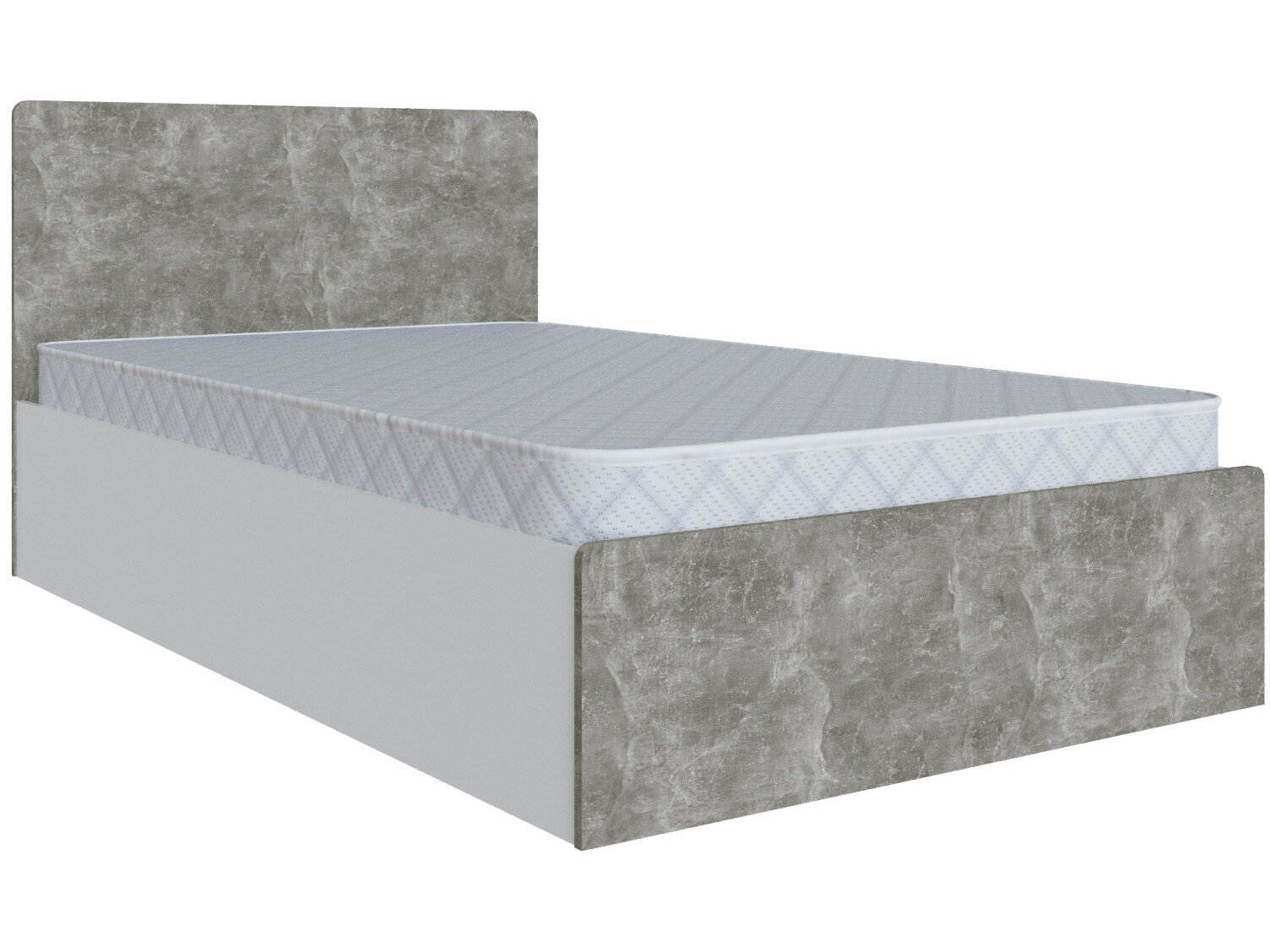 Кровать полутороспальная 120х200 с настилом ДСП, Белый/Ателье светлое