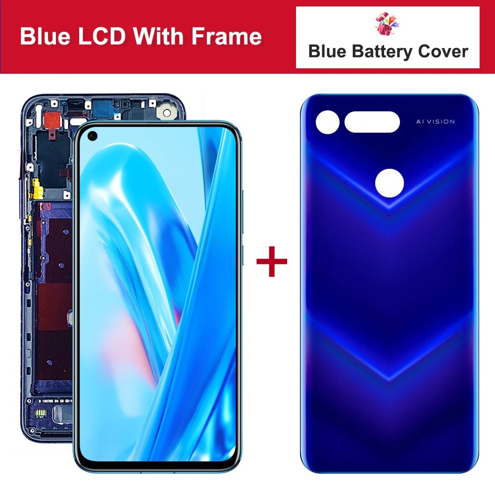 6,4-дюймовый AMOLED-дисплей для Honor View 20, ЖК-дисплей для Nova 4, дигитайзер Blue With Frame