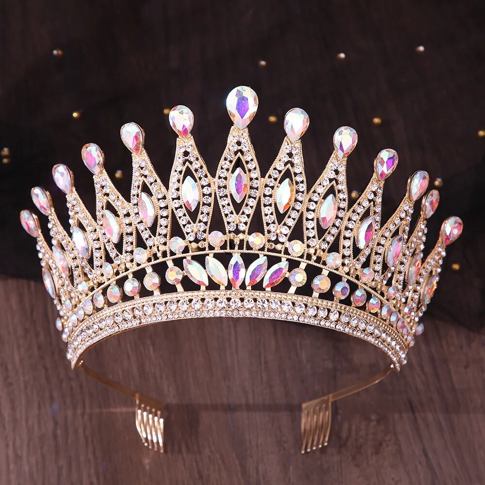 Диадема с кристаллами, H286 Gold AB
