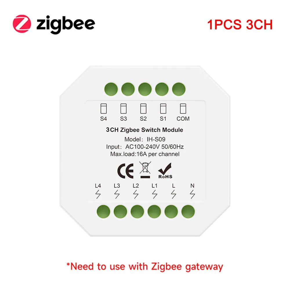 Zigbee 3CH iHseno модуль выключателя 1PCS