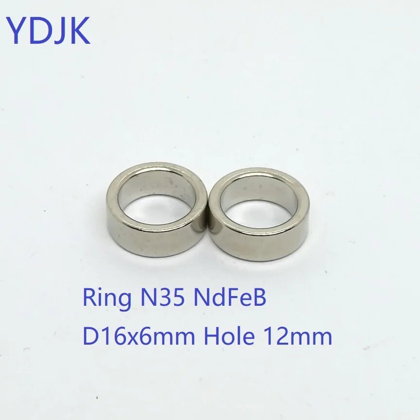 2 шт./лот кольцевой магнит NdFeB 16*6 отверстий 12 стандарт N35 сильные редкоземельные постоянные неодимовые магниты 16x6-12