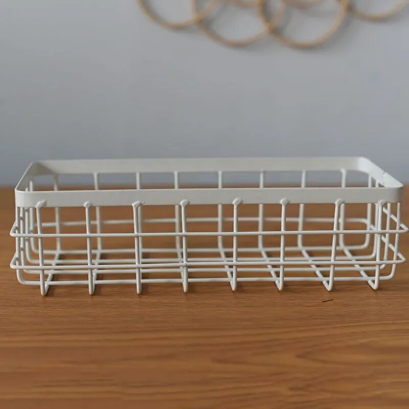 Kiboule Белая металлическая корзина для хранения прямоугольная, 1 шт