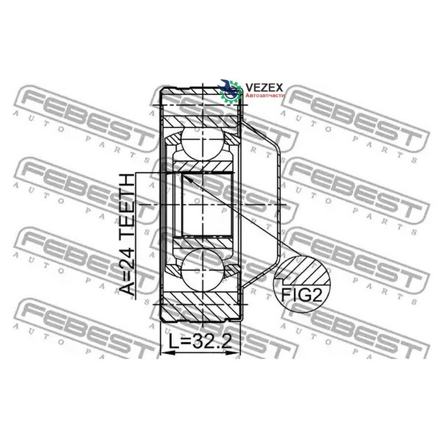 FEBEST 1211-TERSHA ШРУС кардана KIA SORENTO 02- 1211-TERSHA