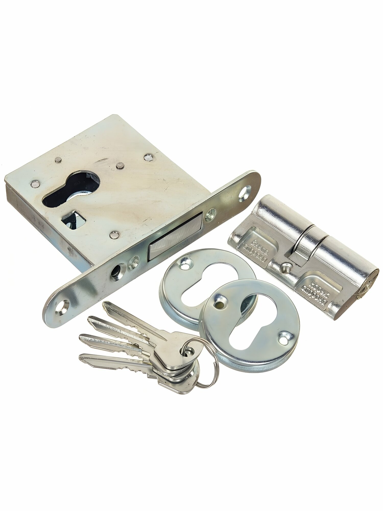 Замок врезной Омега, ЗВ1, 00-00000443, без ручки, цилиндровый, хром