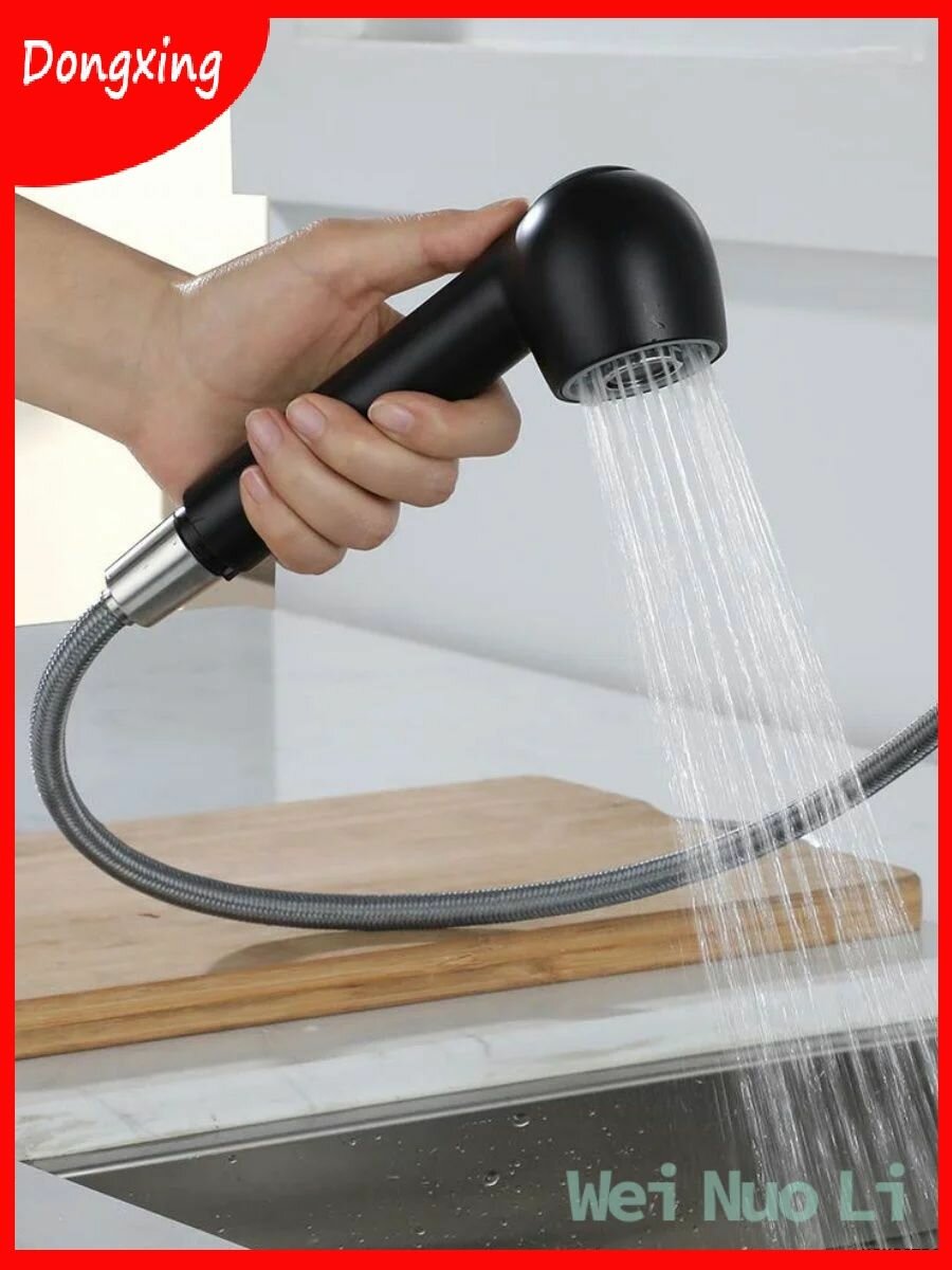 Лейка для кухонного смесителя (выдвижная) 2-х режимная, парикмахерская лейка ROBERN F26 1C, насадка для душа животных, Матовый черный