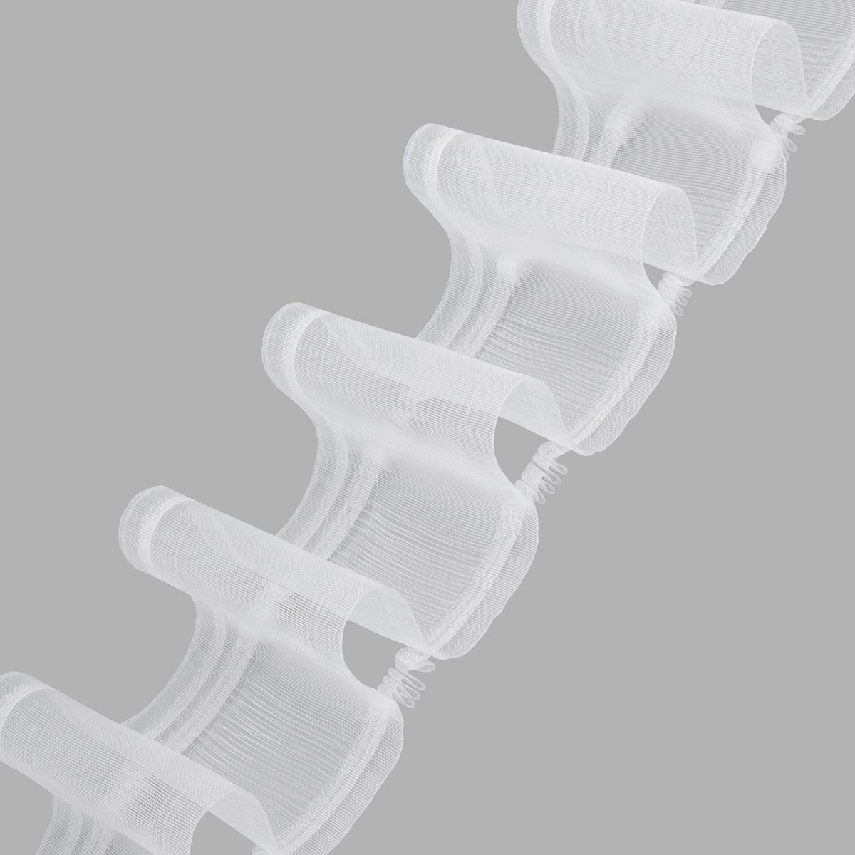 1088-О Тесьма шторная 10м, ширина 10см, для крючков и трубы 1/2 'Волна' (2 ряда петель,2 шнура), прозр.