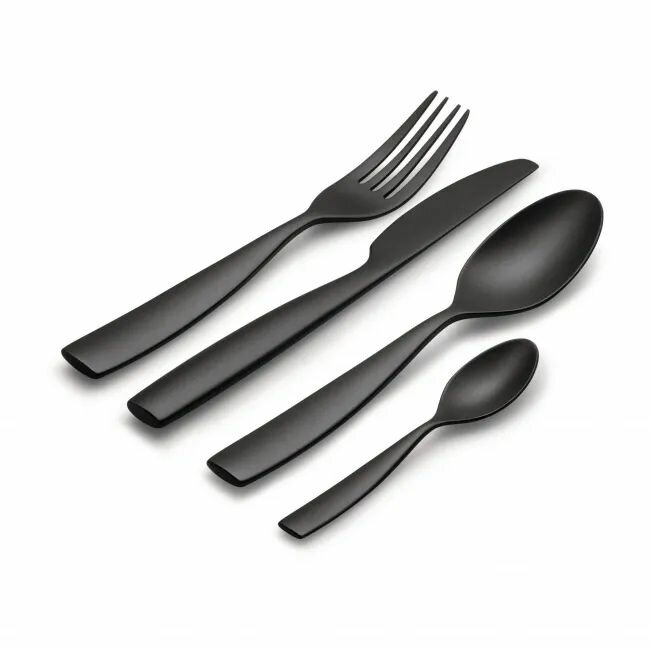 Набор столовых приборов -Alessi- из 4 предметов, черный MW74S4 B