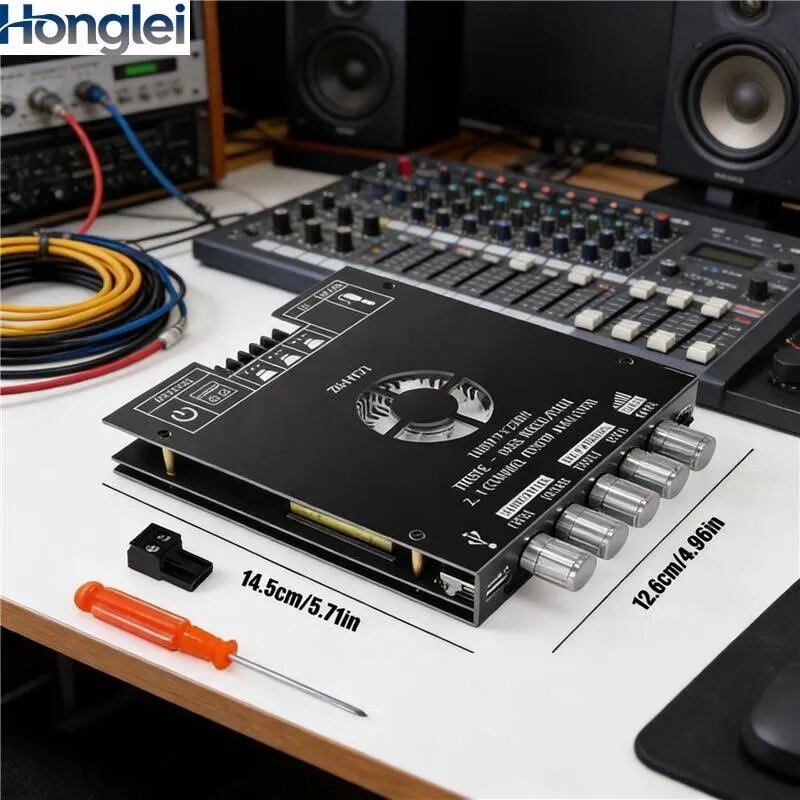 Модуль цифрового усилителя мощности Bluetooth ZK-HT21,2,1 канала, TDA7498E с интенсивными высокими и низкими тонами, около 145*126*28 мм