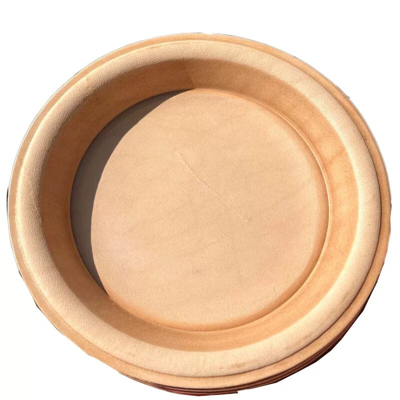 Круглый кожаный поднос из натуральной кожи, толщина 3 мм, диаметр 14 см для хранения ювелирных изделий и ключей