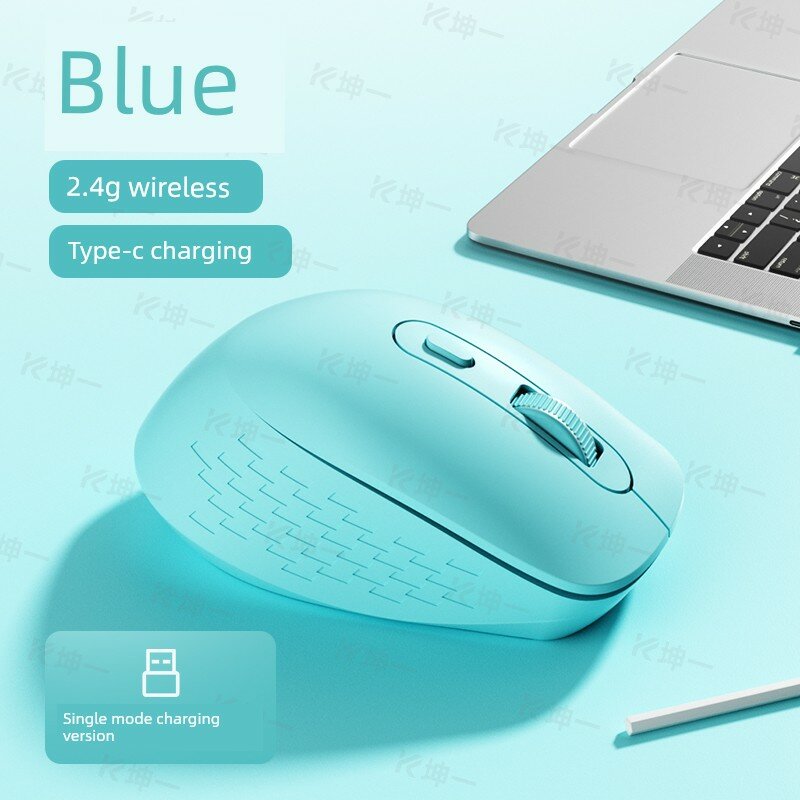 Синяя беспроводная игровая мышь для ноутбука, 2.4G, тихие клавиши, долгий срок службы батареи, эргономичный дизайн,