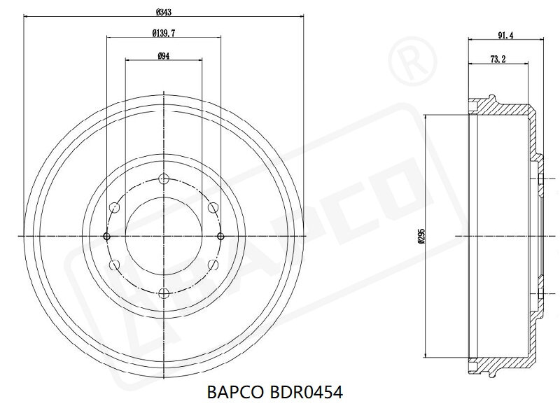 Барабан тормозной задний BDR0454