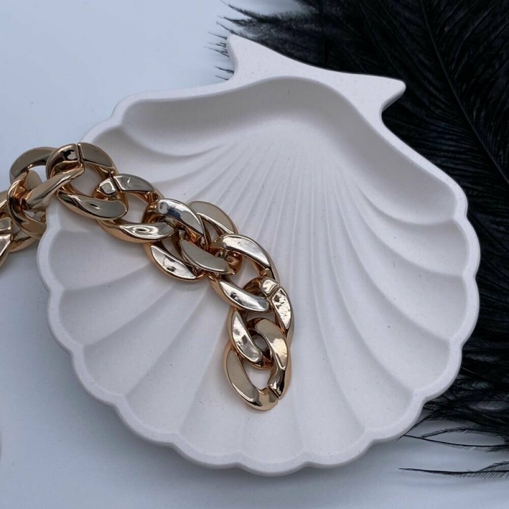 Подставка интерьерная "Ракушка" для украшений, белая матовая / Декоративный поднос из гипса