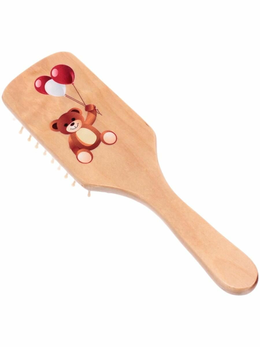 Расческа массажная детская "Baby brush" Медвежонок, цвет корич, 22*6,5см