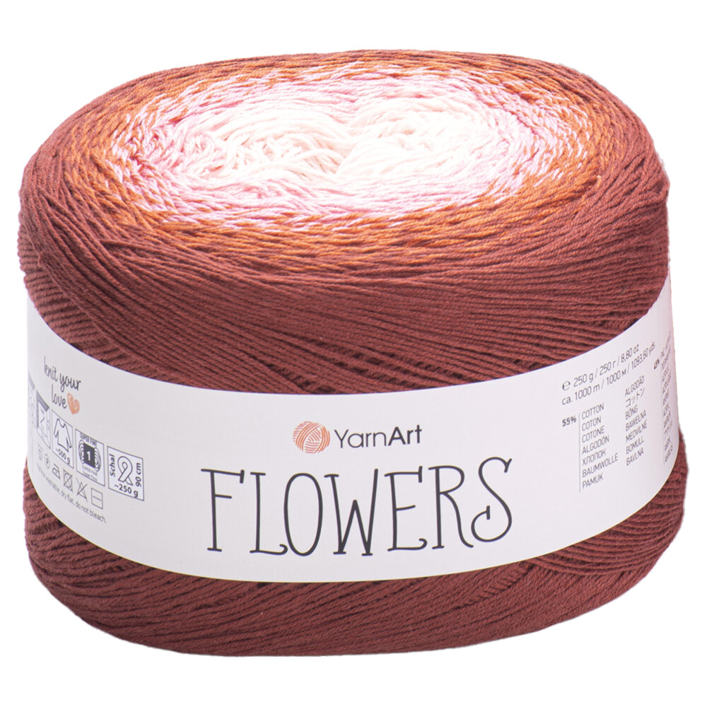 Пряжа для вязания YarnArt Flowers 288 терракот 250 гр/1000 м 55% хлопок, 45% полиакрил