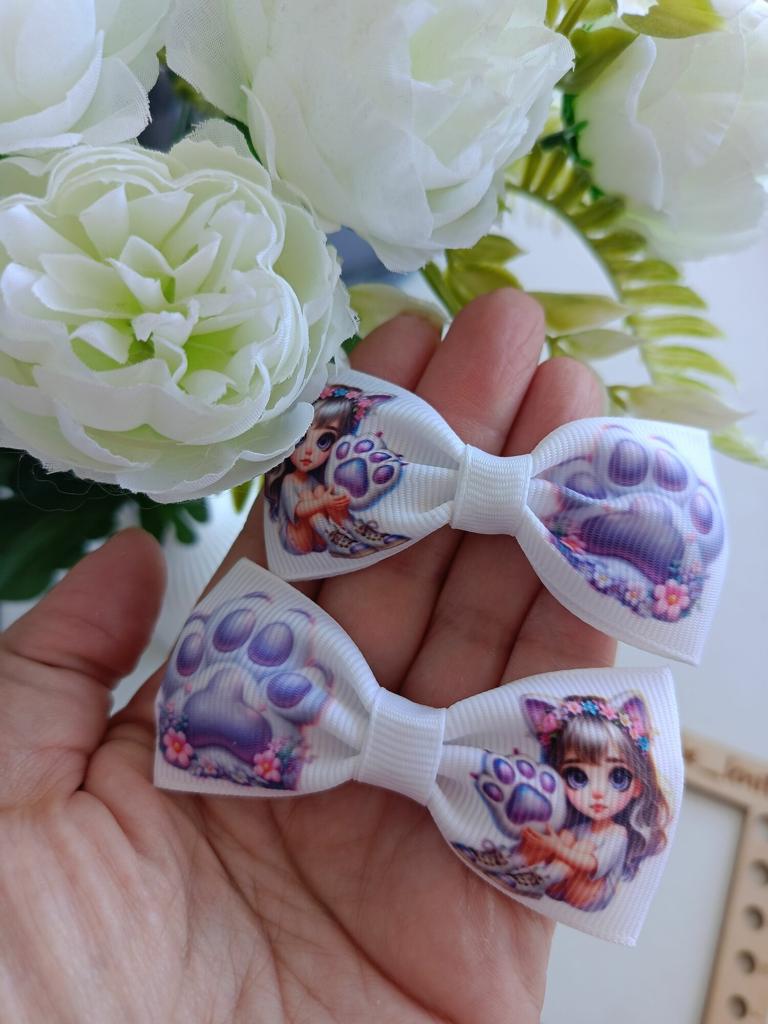 Бантики на зажимах с принтом