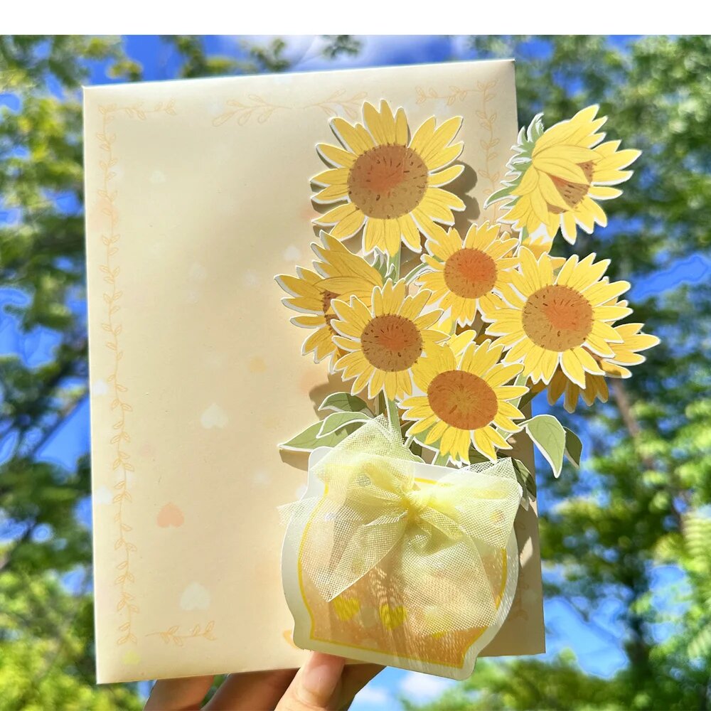 3D открытка с цветами