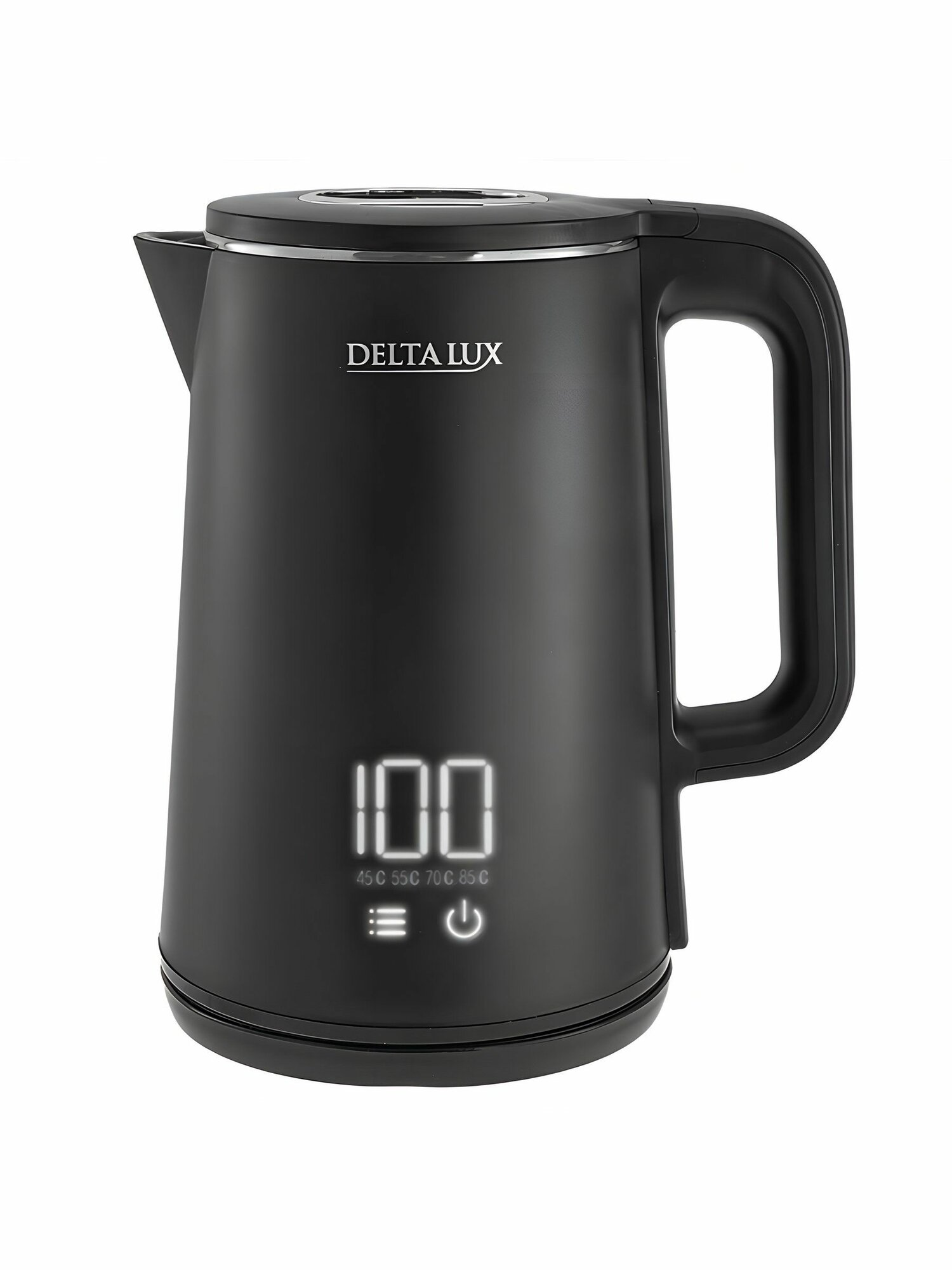 Чайник электрический Delta Lux DE-1023, 1.8 л, 2000 Вт, выбор температуры 45 100 C, LED дисплей, черный