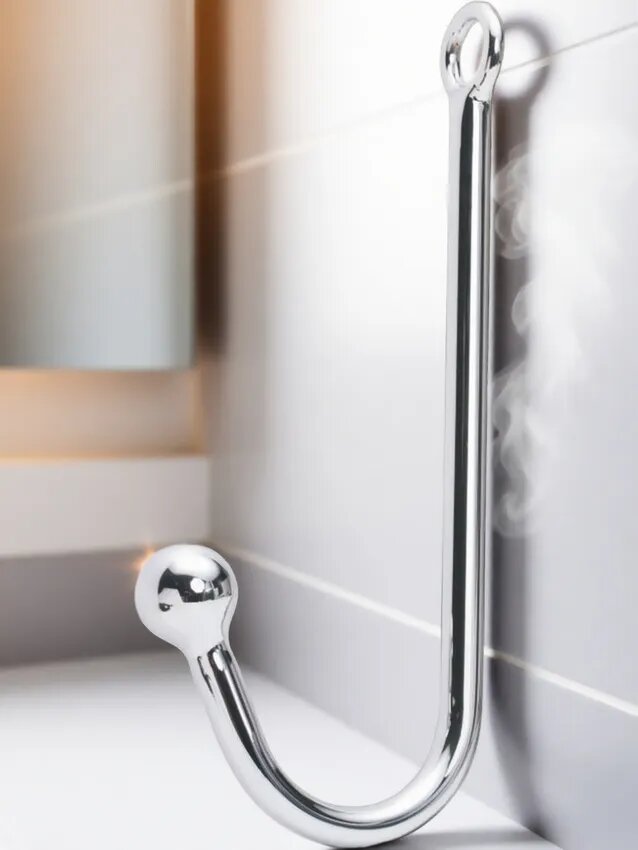 Анальный крюк, металл, гипоаллергенный, серебристый, с шариком