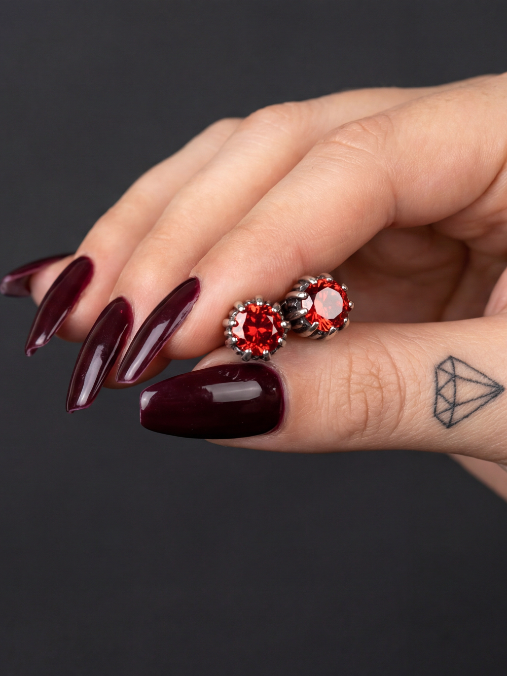 Серьги пусеты, фианит