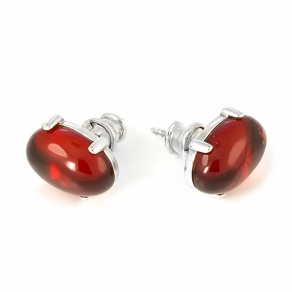 Серьги, серебро, 925 проба, янтарь