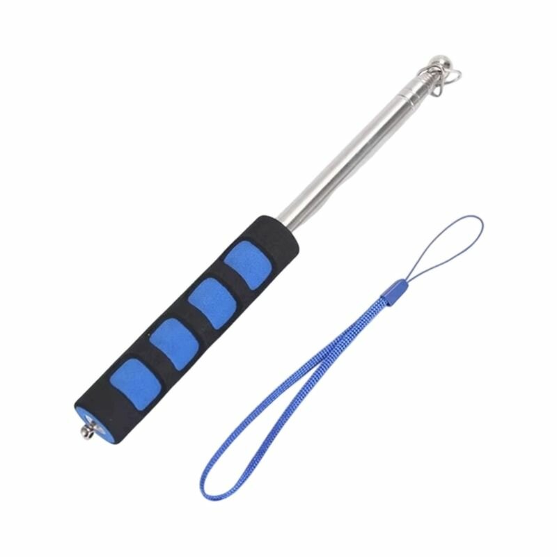 Телескопическая флагштоковая стойка из нержавеющей стали - ручка поролоновая, чёрно-синяя