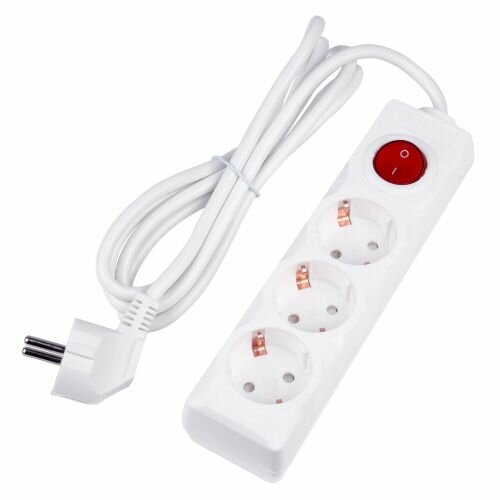 Удлинитель Uniel S-GCU3-2B WHITE Ultra, шнур 2м, 3 гнезда, 16A, с/з. Белый, UL-00010015