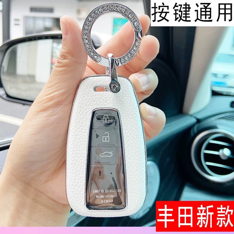 Накладка на руль Toyota C Series из натуральной кожи белого цвета с круглыми бриллиантами для Camry Corolla