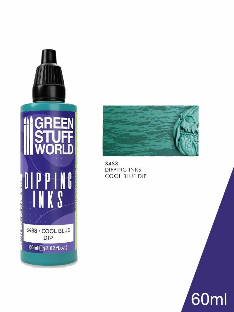 Краска акриловая 3488 цвет Cool Blue Dip, 60 мл, Dipping Inks, Green Stuff World