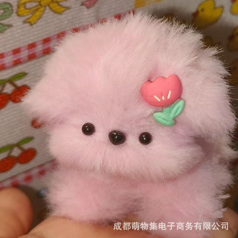 Набор для рукоделия DIY: Плюшевая собачка из трубочек и кроличьего пуха, готовый игрушечный плюш