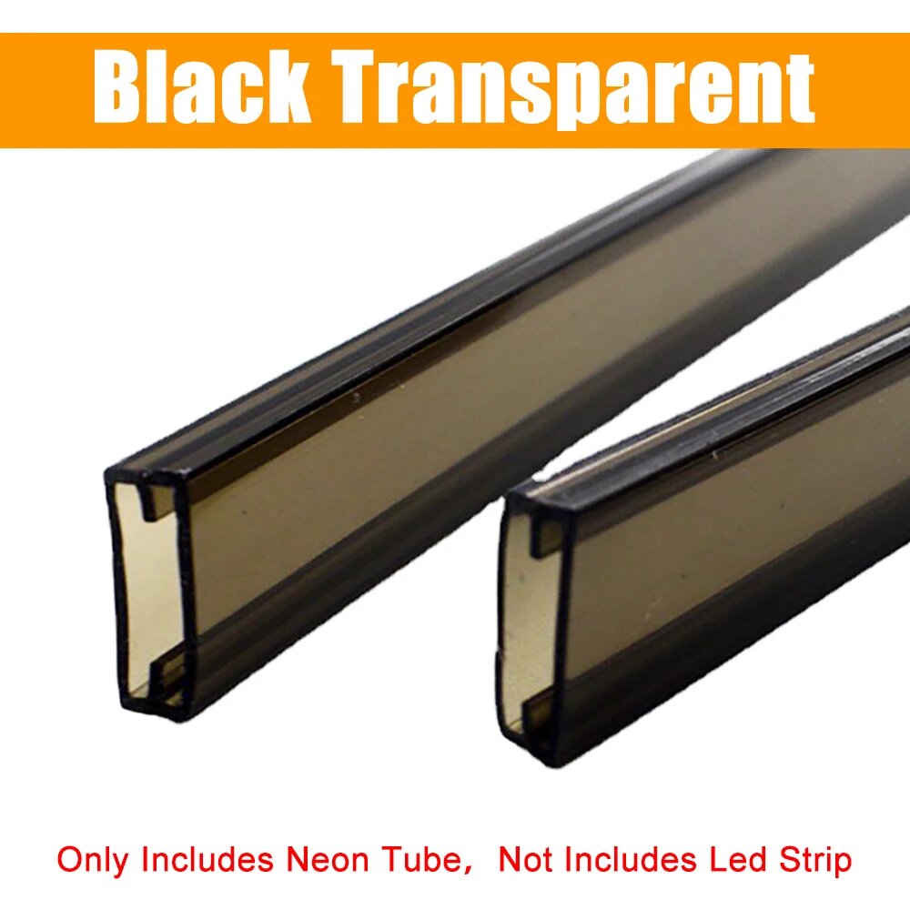 Светодиодный канал Black Transparent 12mm, 1 м, черный