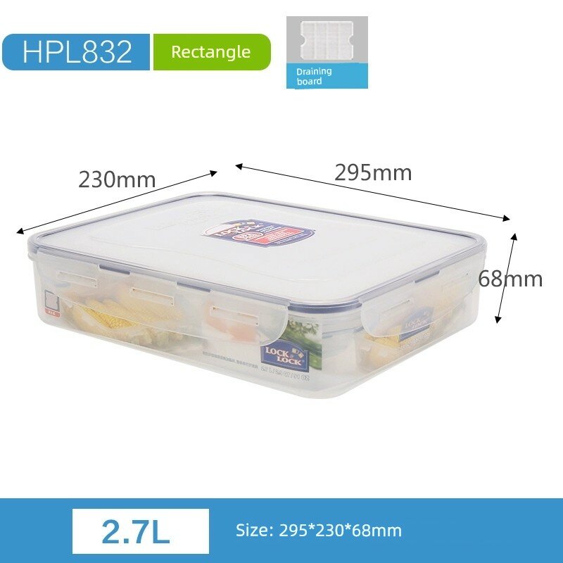 Lock&Lock HPL832 Прозрачный контейнер для хранения еды с дренажной пластиной, 2,7 л