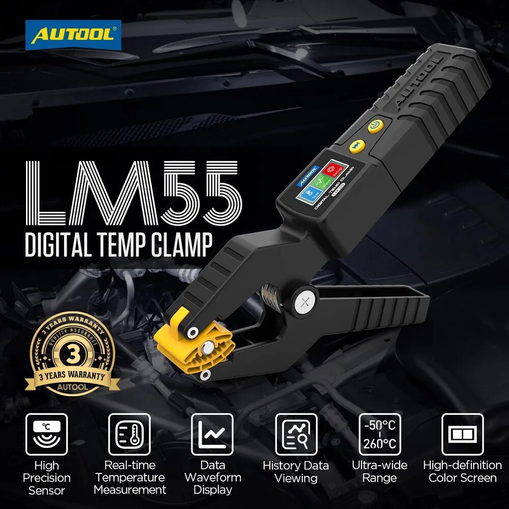 AUTOOL LM55 автомобильный зажим для измерения температуры хладагента, высокоточный электронный термометр для обслуживания кондиционеров