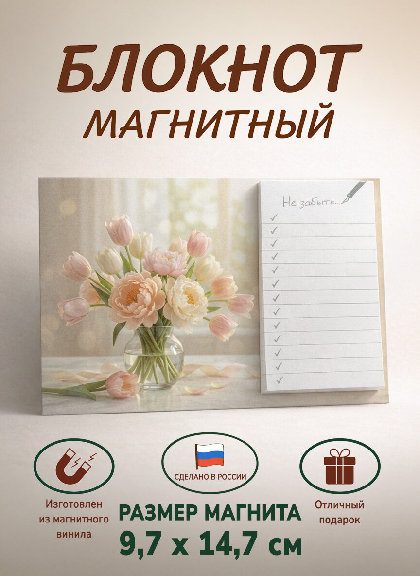 Блокнот магнитный "Весенний букет