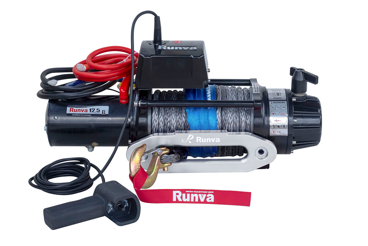 Лебёдка электрическая 24V Runva 12500 lbs 5670 кг (влагозащищенная) синтетический трос арт. EWB12500SSR24V