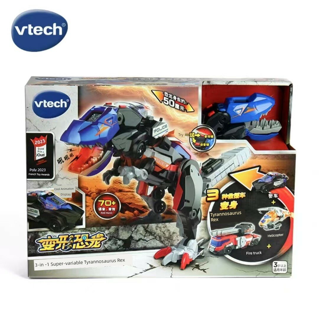 Vtech Трансформирующийся динозавр: Три в одном сверхкомбинированная игрушка с звуком для детей, 18 см длиной